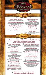 New Years Eve Menu - The Homestead Tavern & Restaurant